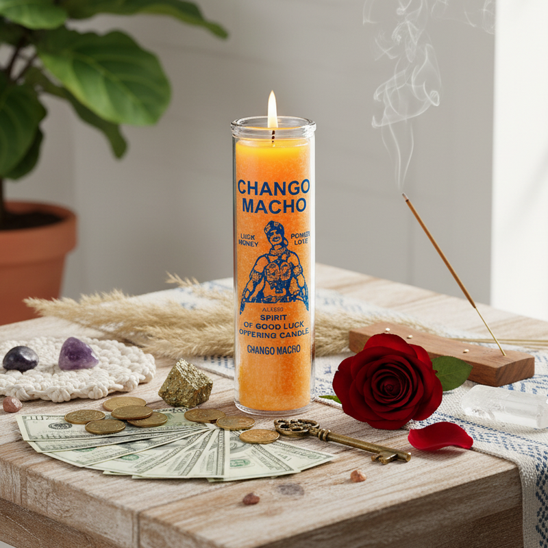 Chango Macho Orange 7 Day Ritual Candle | Courage, Luck & Power ...